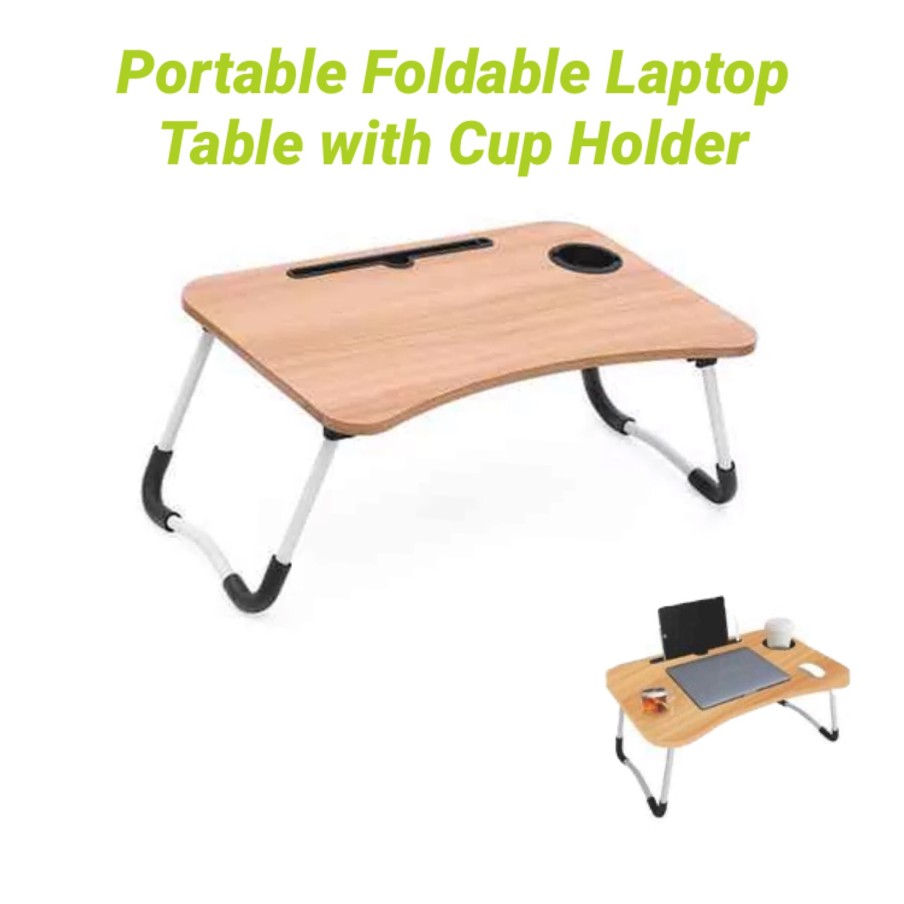 Portable Foldable Laptop Table With Cup Holder | Daraz.lk