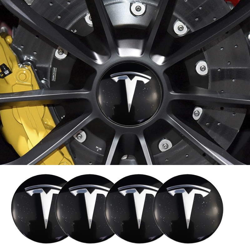 4Pcs Car Wheel Center Emblem Stickers Hubcap Badge Decals for Tesla ...