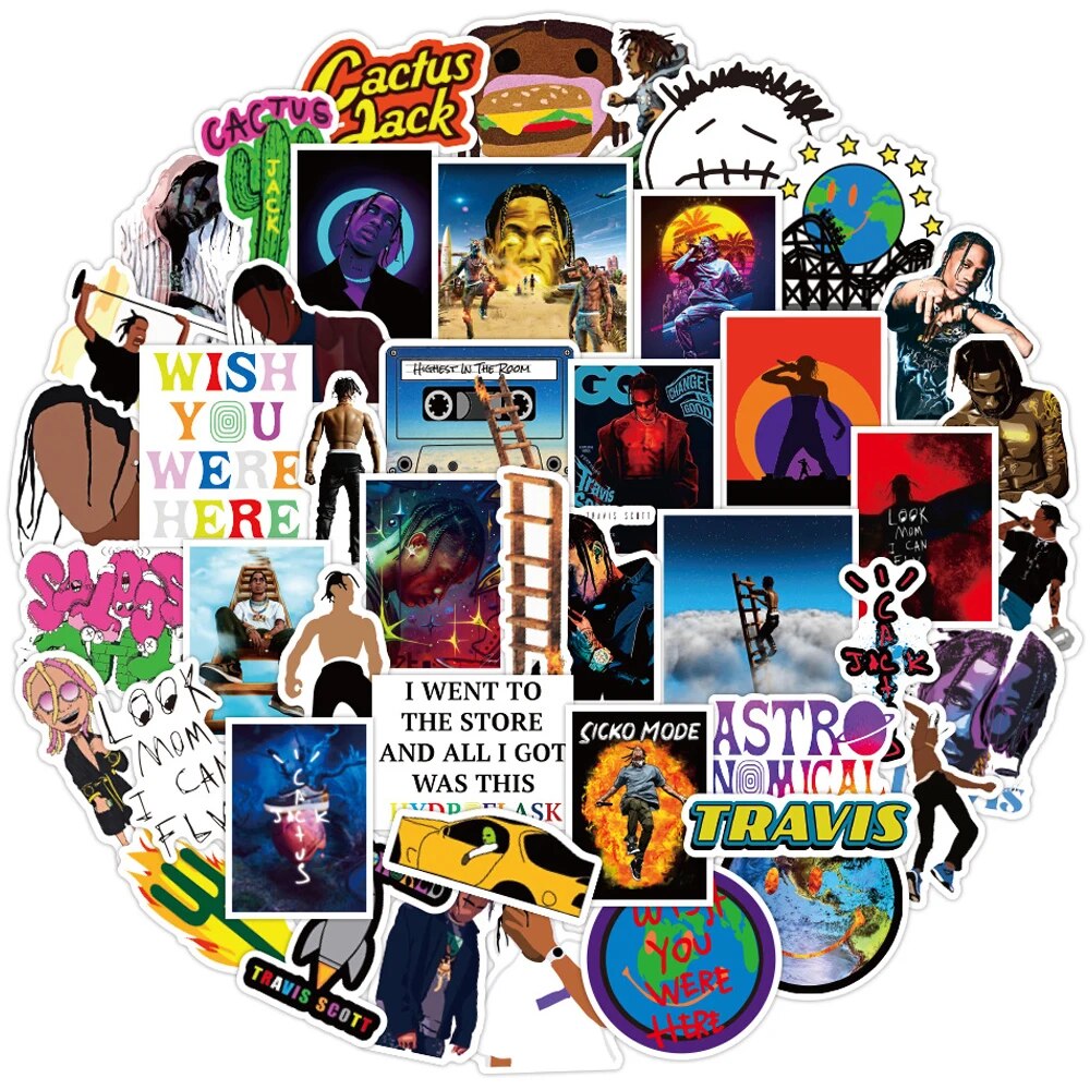 10/30/50PCS Cool Rapper Travis Scott Stickers Graffiti DIY Motorcycle ...