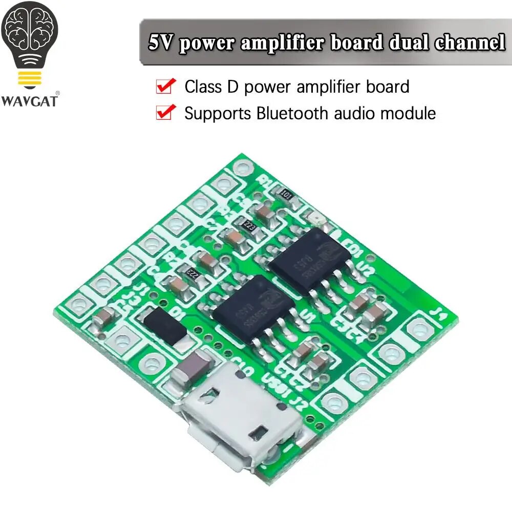 Micro power amplifier board 5V power amplifier board dual channel rear ...