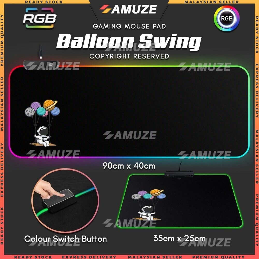 ASTRONAUT USB RGB Colour Lighting LED Mouse Pad Anti Slip Rubber Large ...