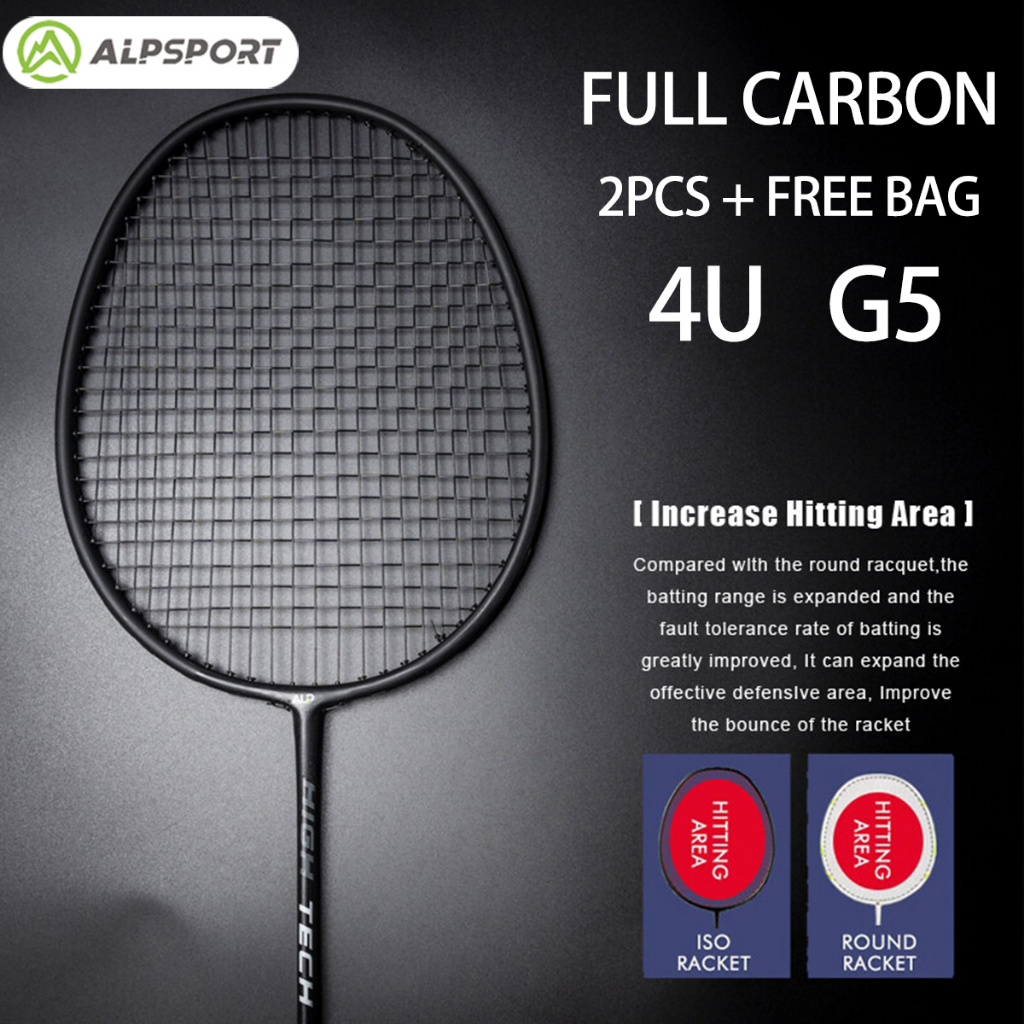 ALP Original 4U RR Badminton Racket | 100% Carbon Fiber | 22 LBS Strung ...