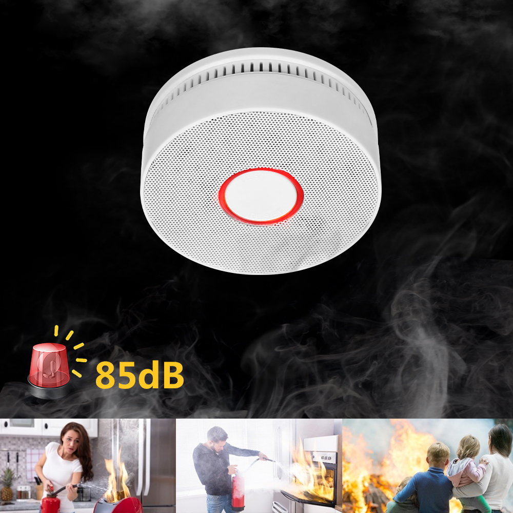 Smoke Detector Alarm Portable Fire Alarms Photoelectric Sensor Batterys ...