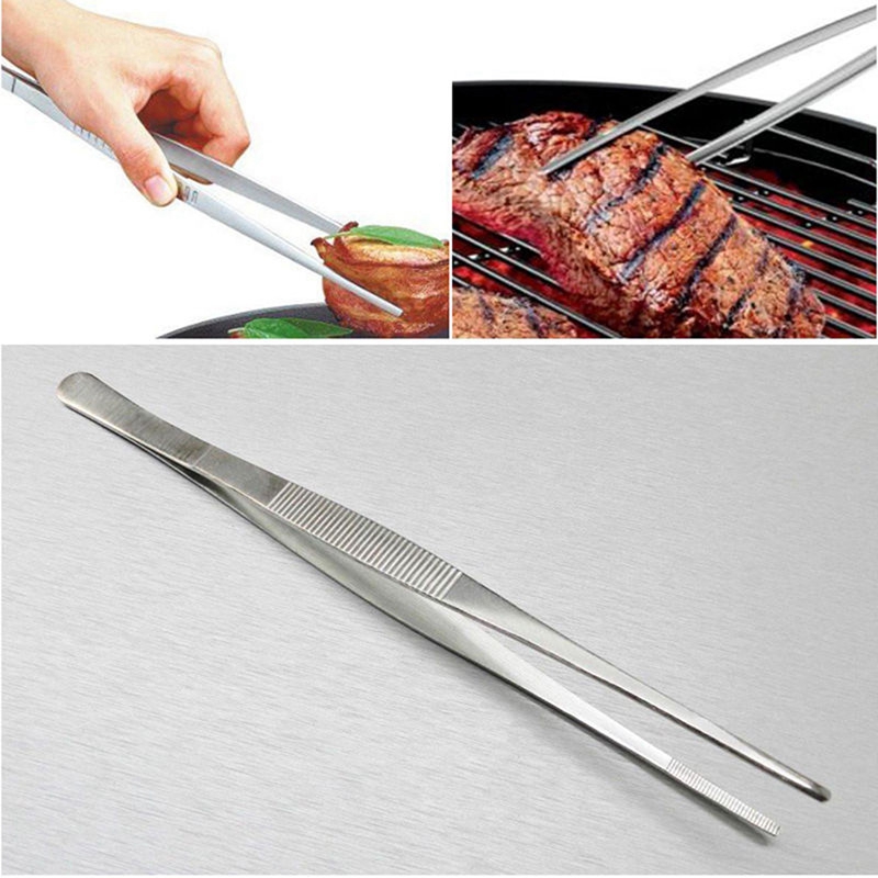 Stainless Steel Tweezers Tongs Straight - Extra Long Kitchen Food For ...