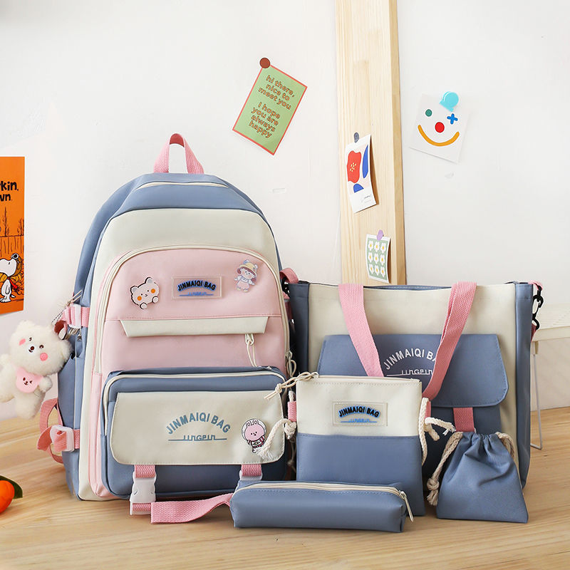 Five-Piece Schoolbag Primary School Girls Backpack Fashion Campus Cute ...