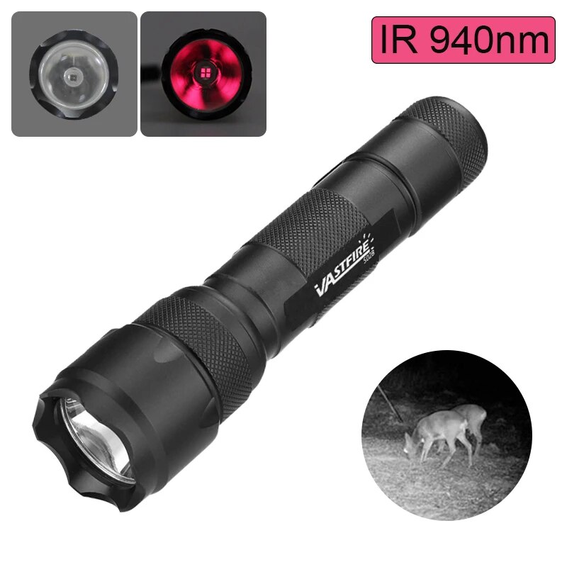 IR 850nm/940nm Tactical LED Flashlight Illuminator Hunting Hog Torch Night Vision IR Fill light ...