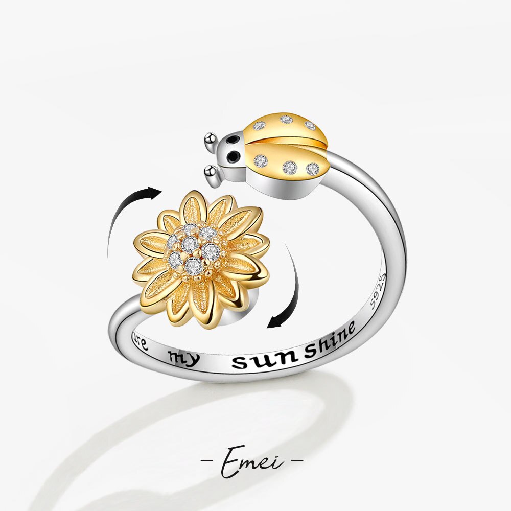 Rotating Ring 925 Sterling Silver CZ Simulated Diamond Stackable Ring ...