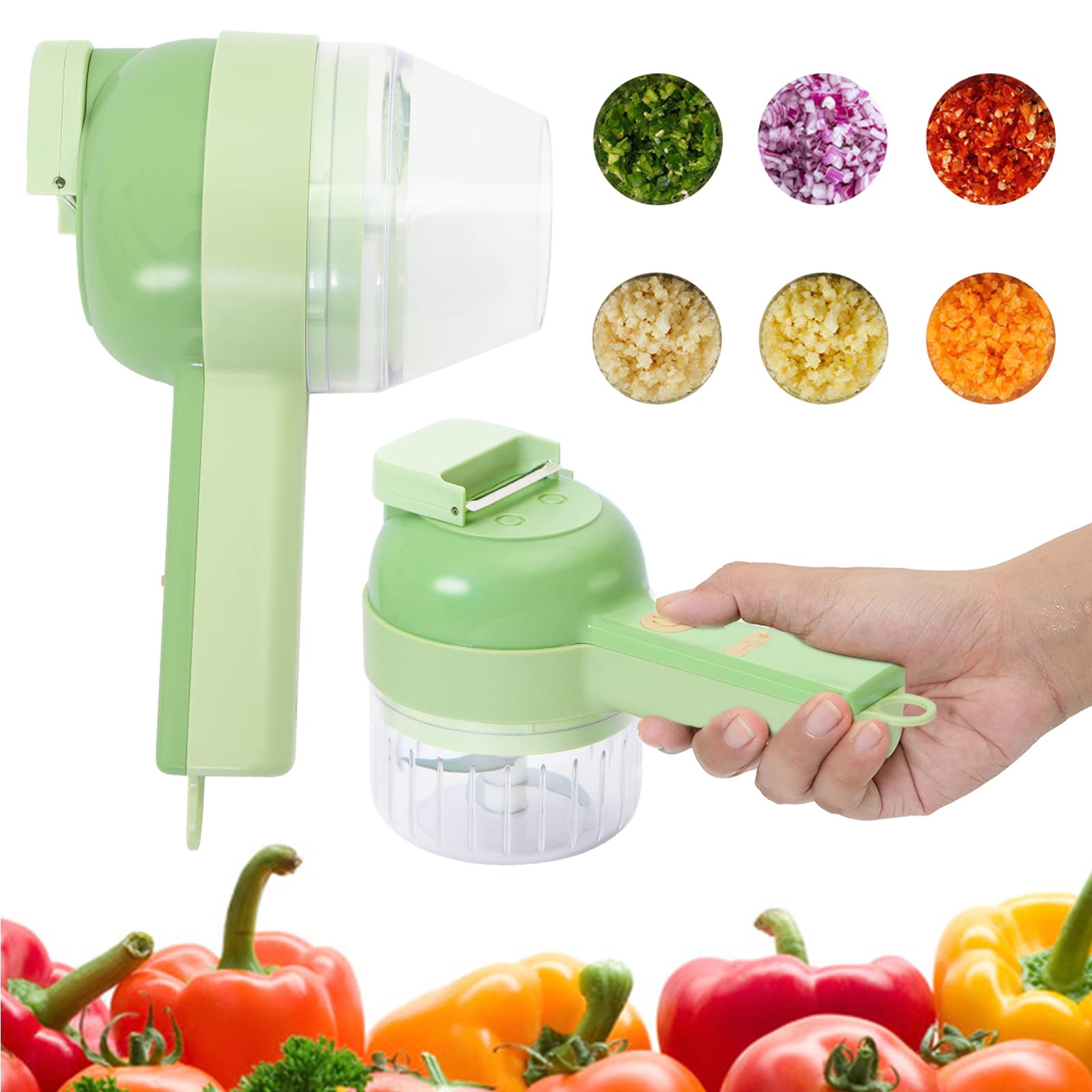 4 in 1 Portable Electric Vegetable Cutter Set,Gatling Vegetable Chopper ...