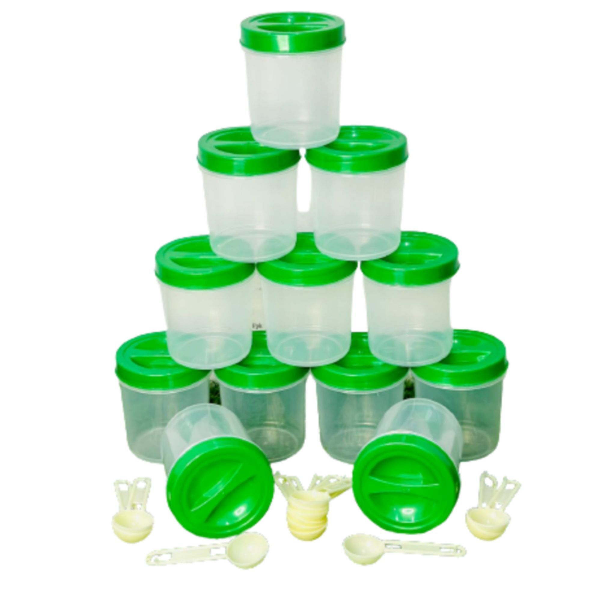 Buy Green Set of 12 Transparent 350ml Containers in Green & Ligh