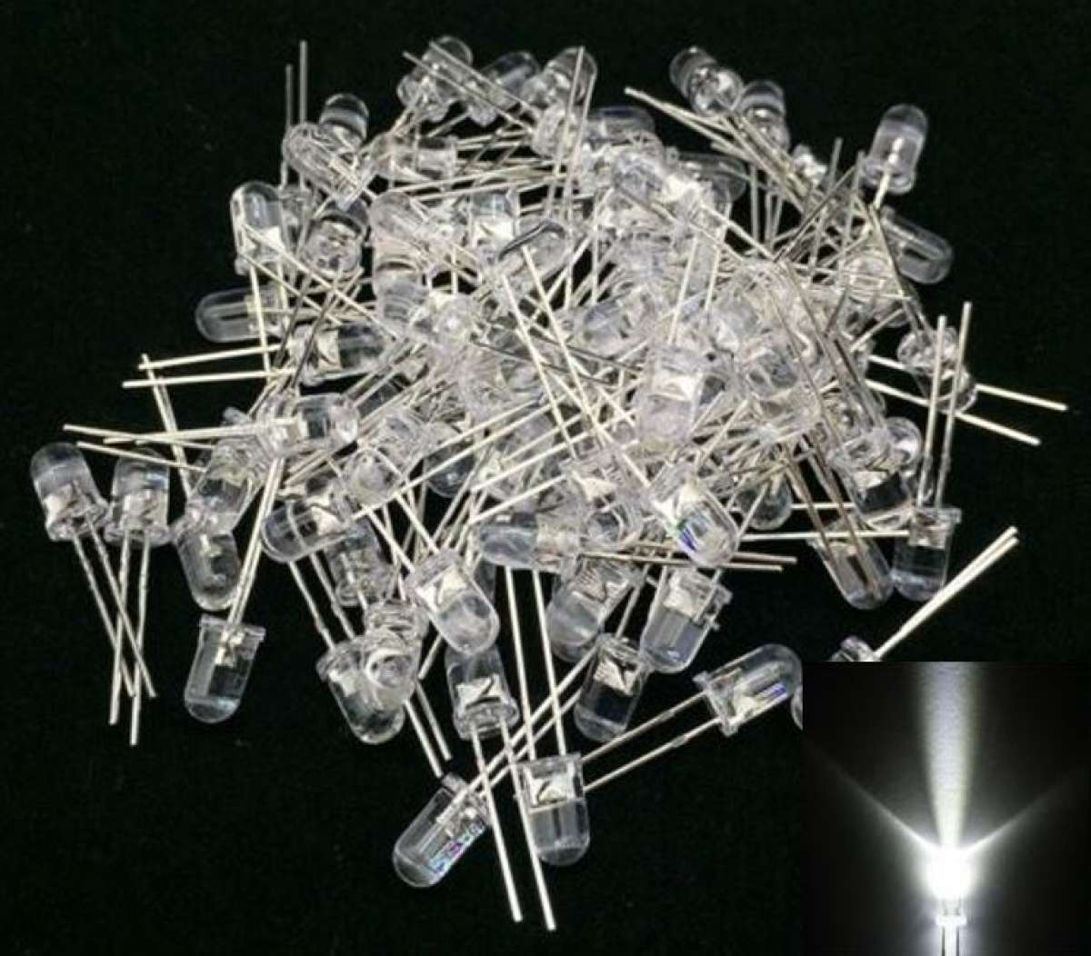 50pcs 5mm White LED Diode Super Bright Water Clear DIY Kit | Daraz.lk