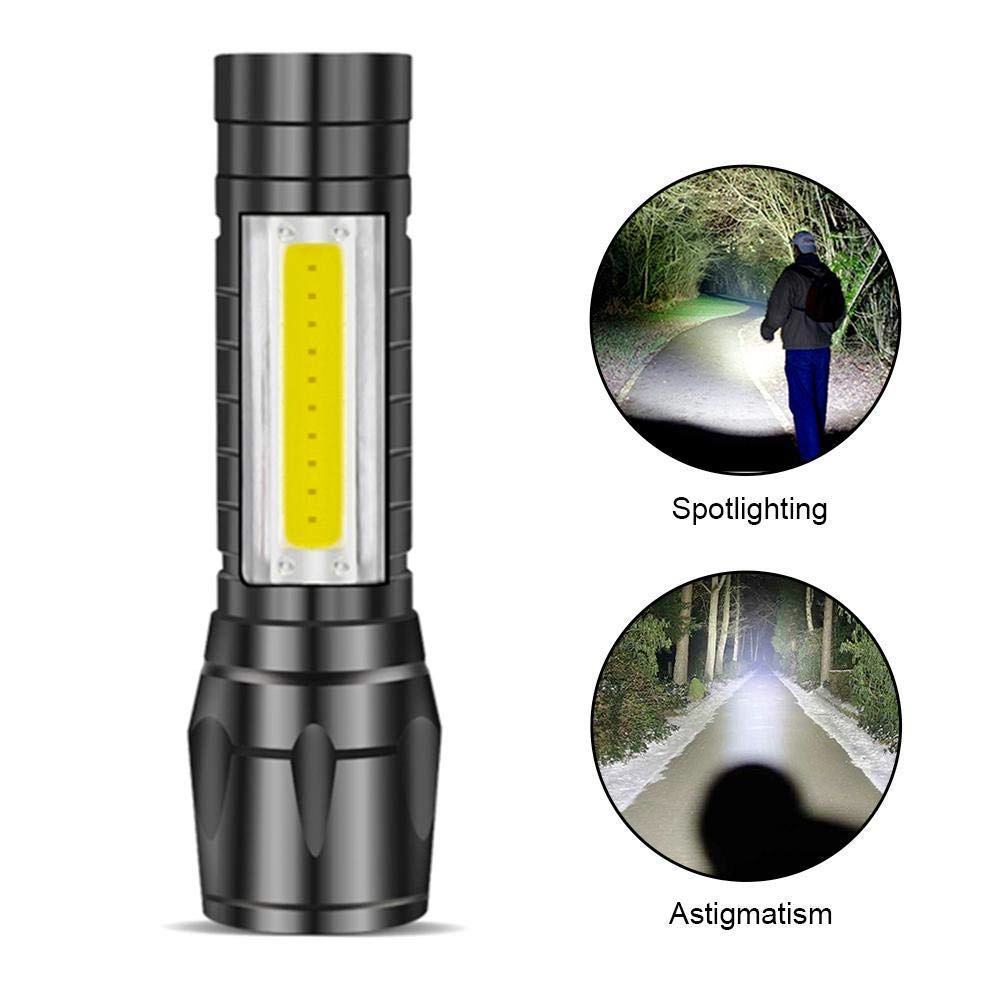 Cob Torch Aluminum Alloy Flashlight Rechargeable Adjustable Focus Torch ...