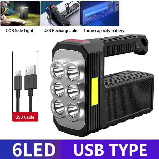 High Bright Solar/ USB LED Flashlight Torch with Strip Light USB ...