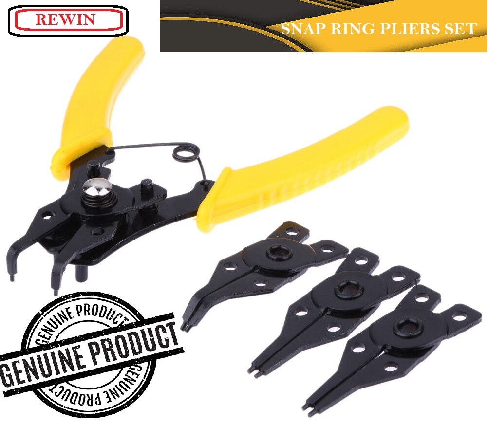Snap ring plier set 4 types of pins in one pack repair lock remove ...