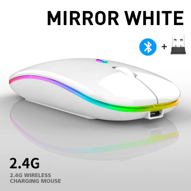 LED Wireless Mouse compatible Slim Rechargeable Silent Mice RGB ...