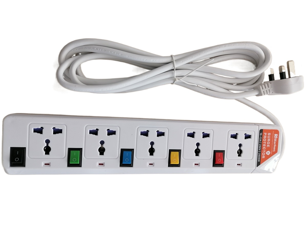 Marken Extension Power Strip With Surge Protector Multi Switch Socket 5 ...