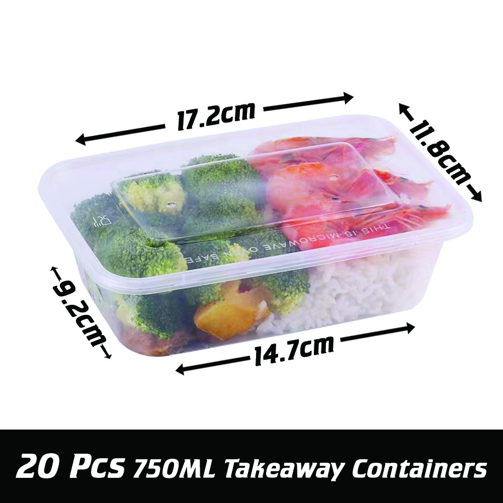 20Pcs Takeaway food container | 750ML Transparent | Daraz.lk
