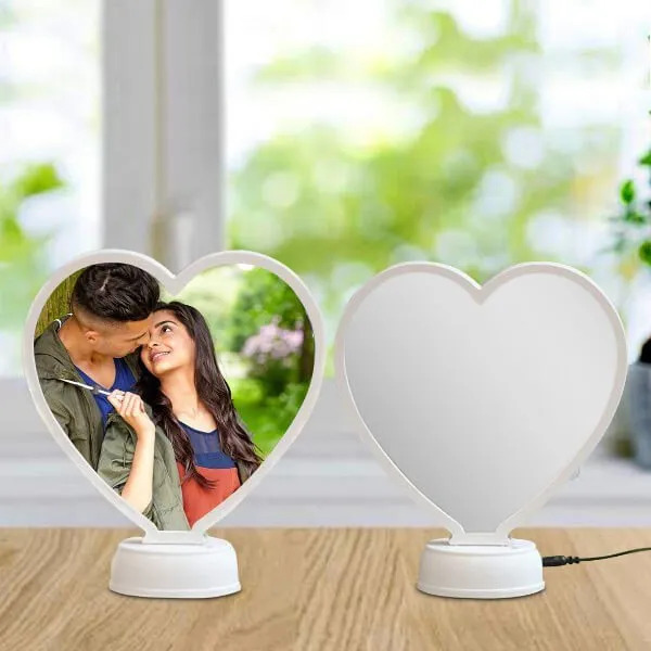 Magic Glass Mirror Photo Frame with LED Heart | Daraz.lk