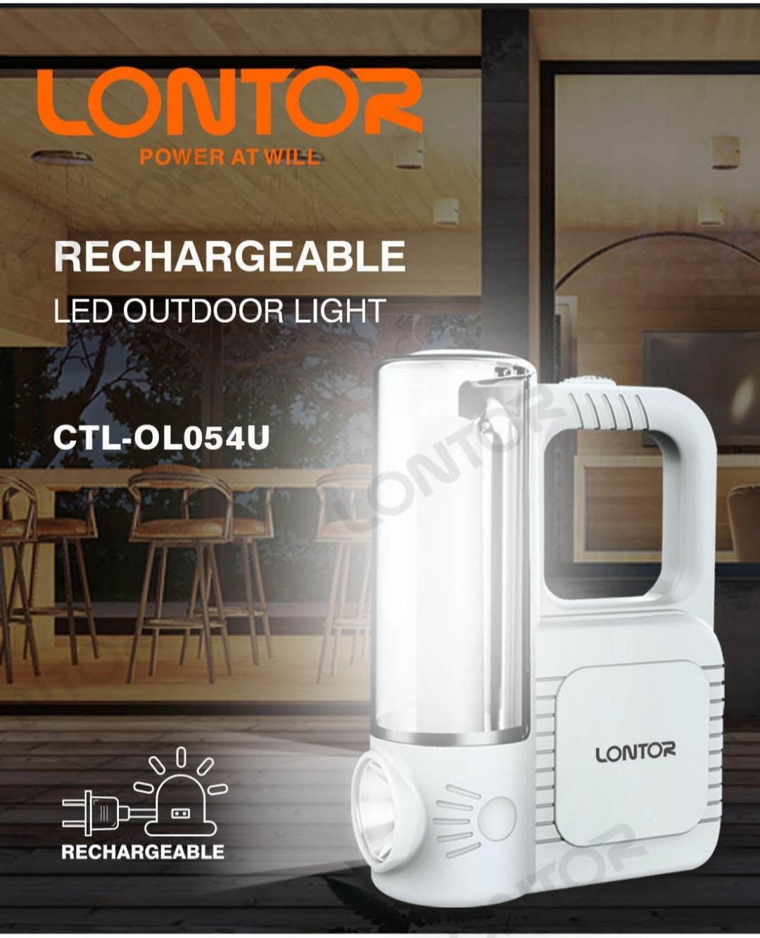 Lontor 2 in 1 Rechargeble led outdoor light | Daraz.lk
