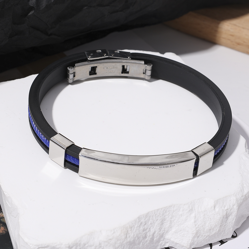 New Fashion Grooved Silicone Link Insert Punk Energy Bracelets Magnetic ...