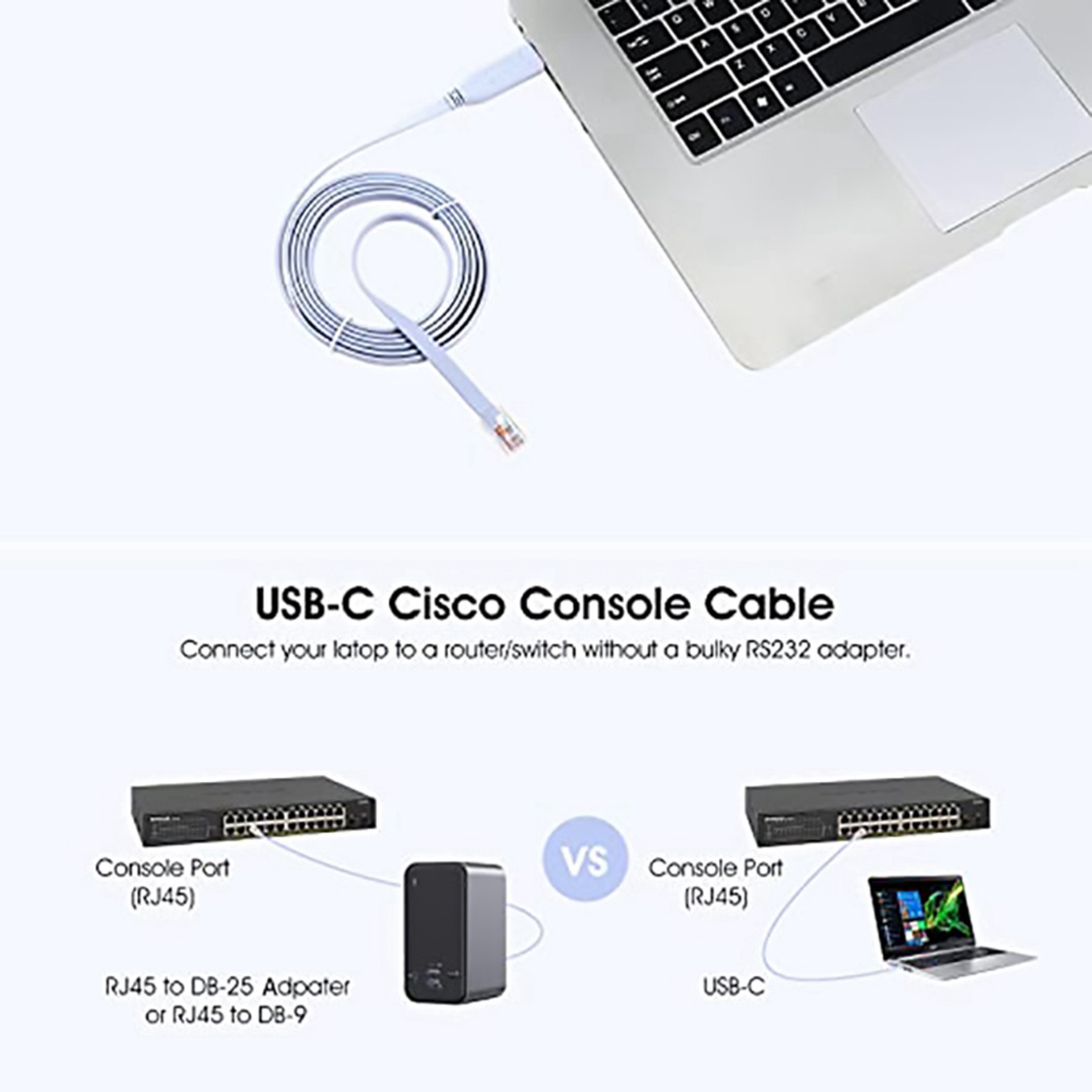 2X USB TO Type C Console Configuration Cable Type C to RJ45 Serial Router Debugging Cable | Daraz.lk