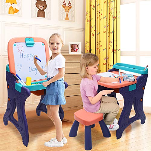 2 in 1 Children's Art Easel & Desk, Height Adjustable, Height ...