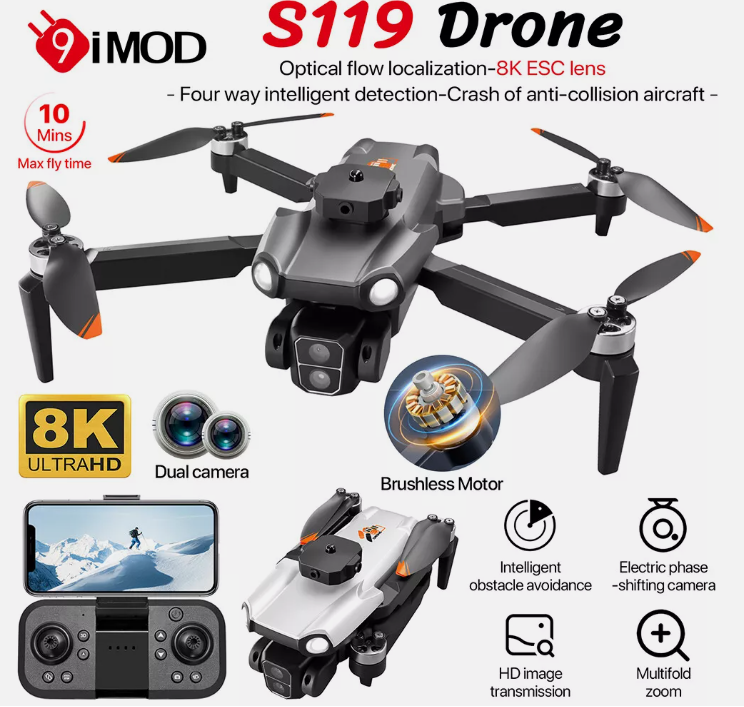 S119 Drone 8K Dual Camera 5G Obstacle Avoidance Optical Flow FPV ...
