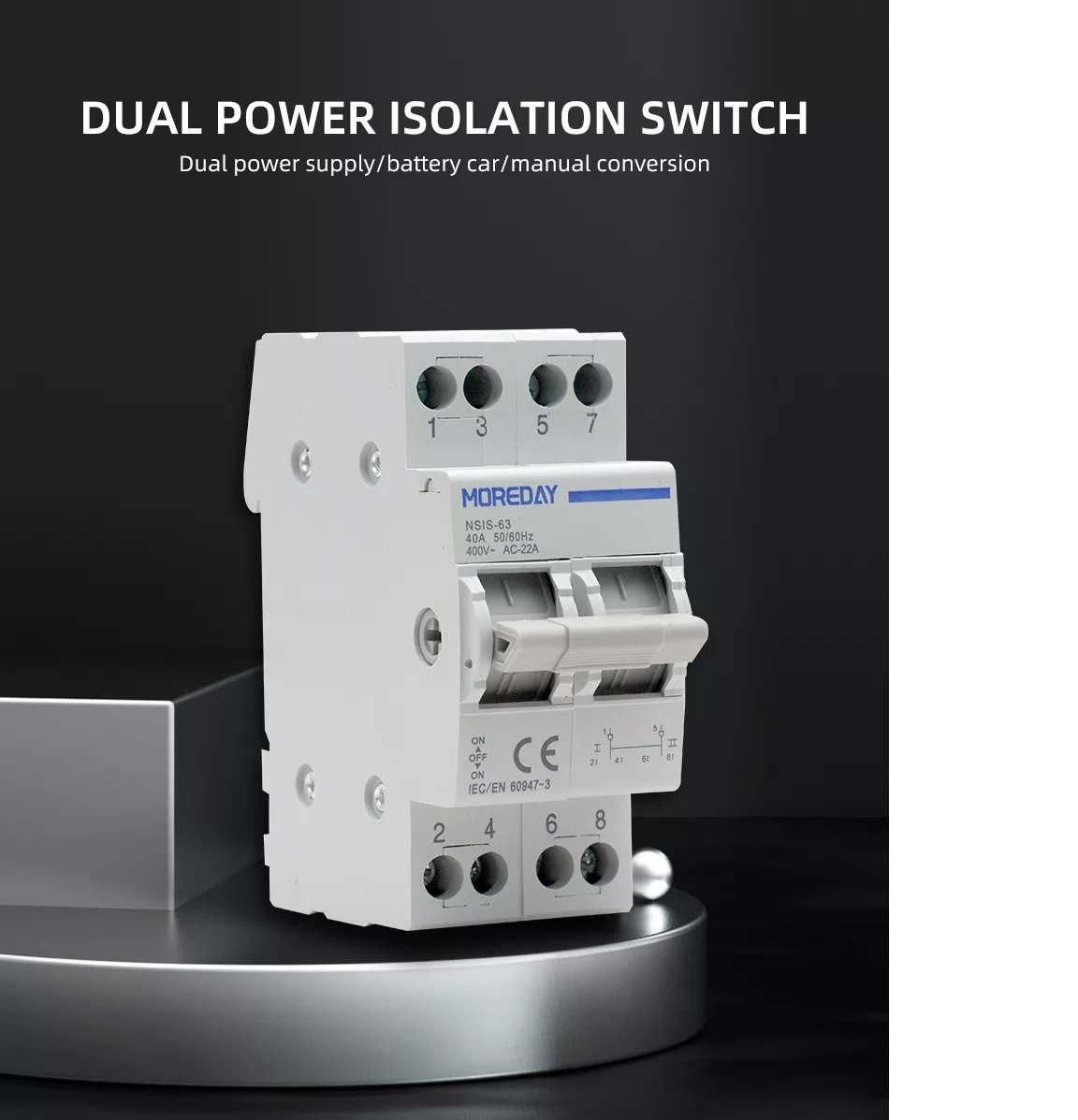 Trip switch 2 Pole 63A Manual Changeover Switch MCB Type Power Transfer ...