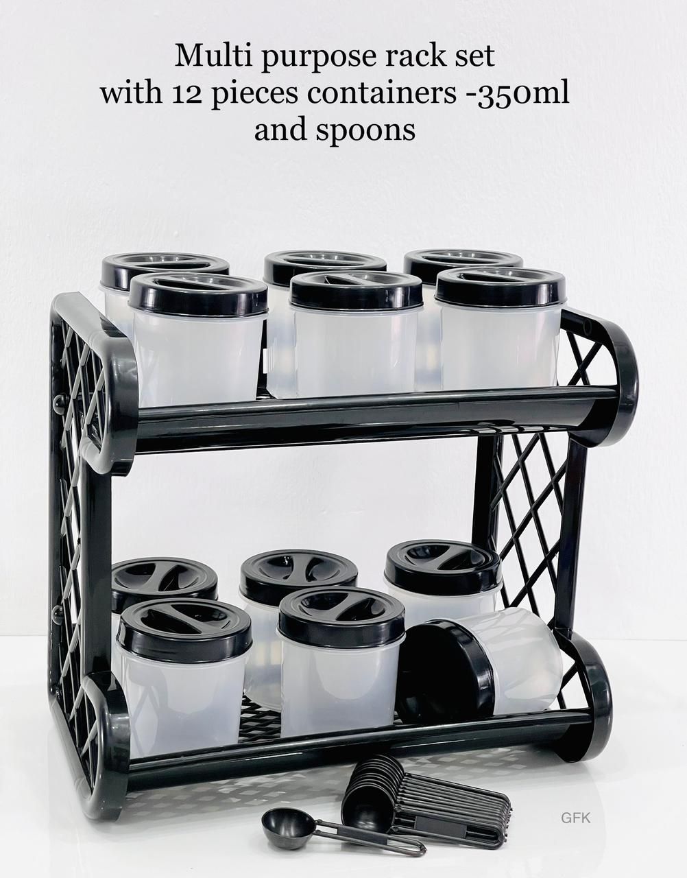 Buy Black Multi Rack Set with 12-Piece Container and Spoon Colle