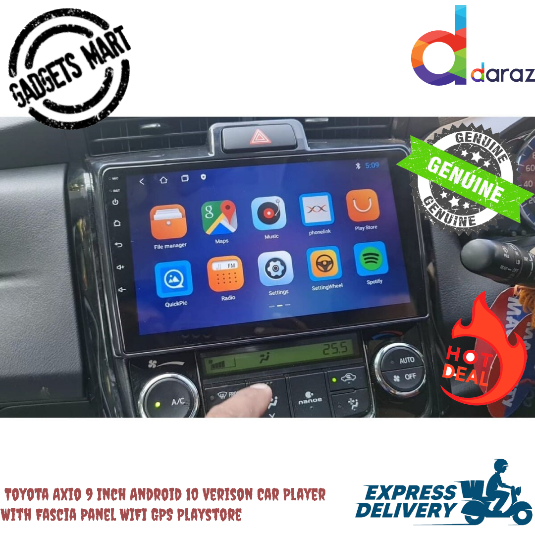 Toyota Axio 9 Inch Android 10 Verison Car Set Player With Fascia Panel ...