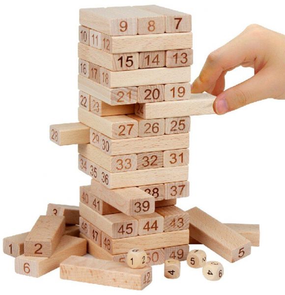 Jenga High Quality 54 Pcs Mini Wooden Block Jenga Stacking Games ...