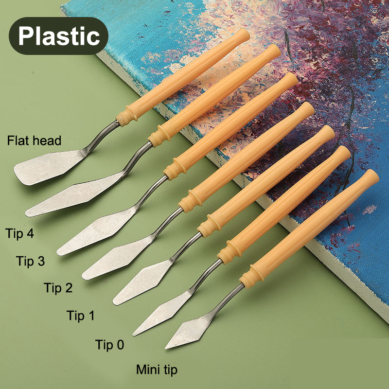 1-7Pcs Mahogany Handle Stainless Steel Spatula Kit Palette Gouache ...