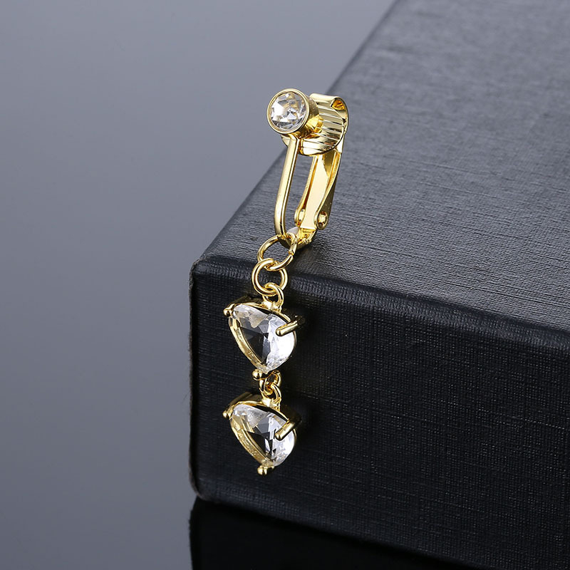 Fake Belly Button Ring Fake Belly Piercing Two Crystal Heart Clip On ...