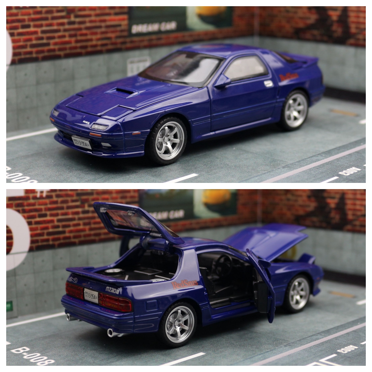 1/32 Mazda RX7 Initial D Miniature Diecast RX-7 Toy Car Model Sound ...