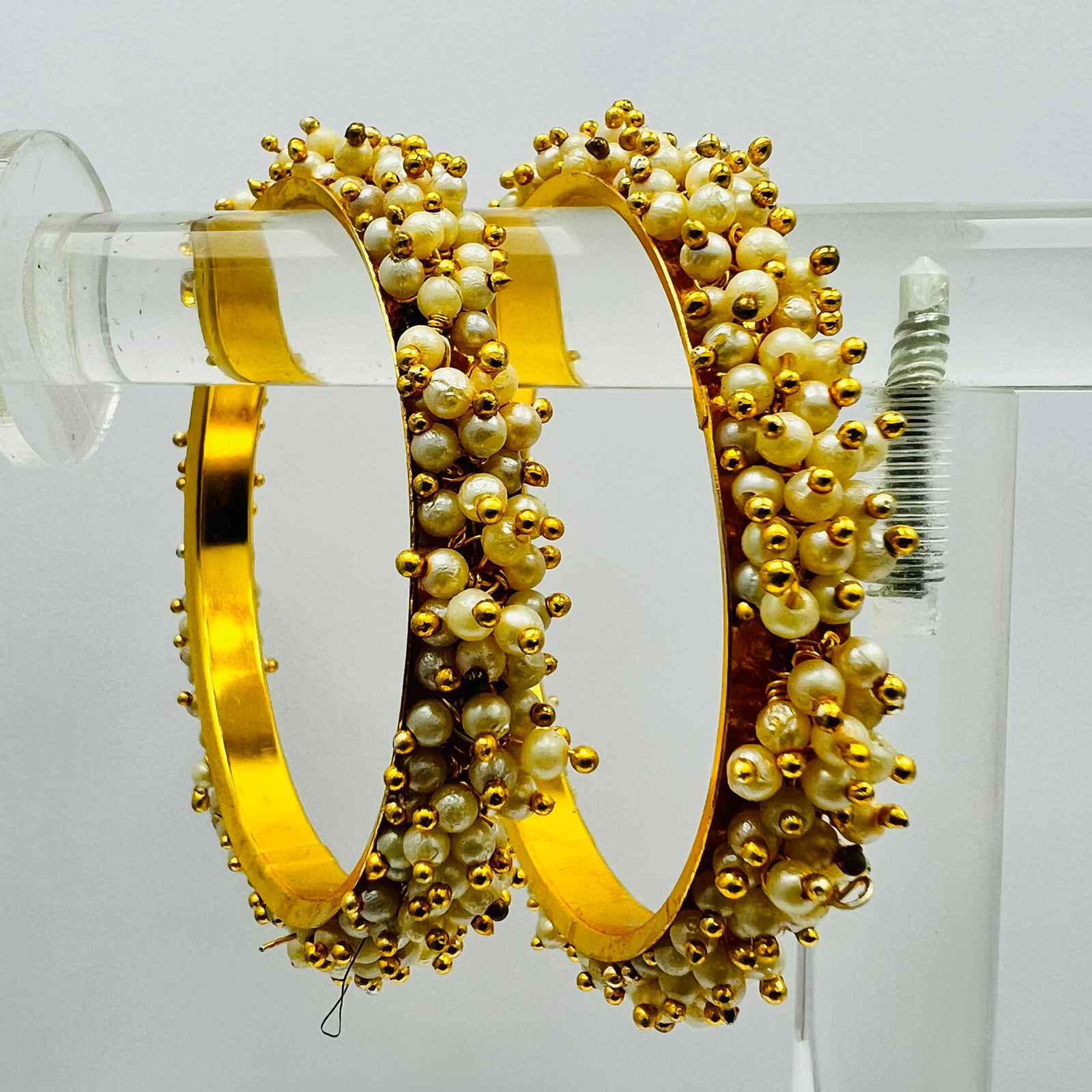 Gold color bangal Effulgent Fashion Jewelry Indian Bollywood off white ...