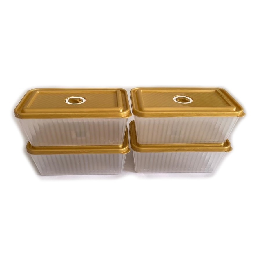 4-Piece Transparent Plastic Food Container Set Microwavable Rectangular ...