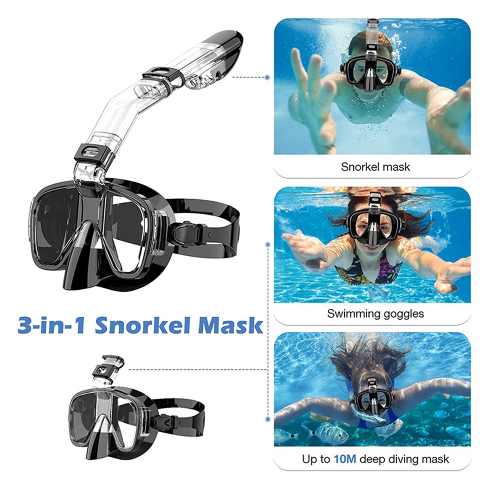 JDXHLAU 2X Snorkel Foldable Diving Cover with Dry Top System and Camera ...