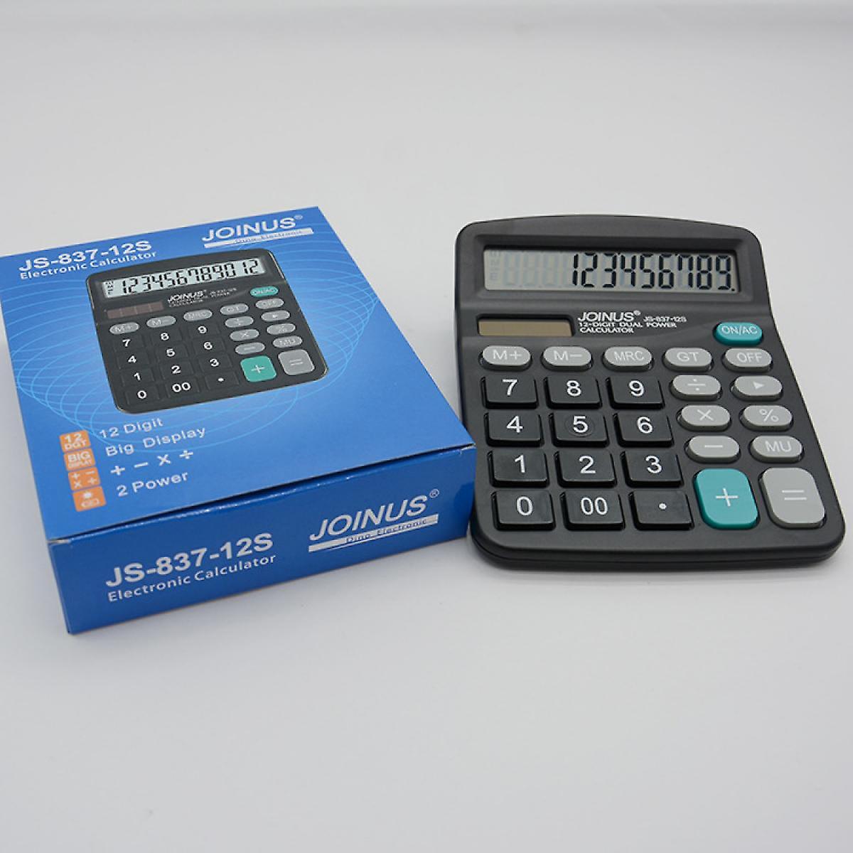 Joinus JS-837-12s Electronic Calculator Desk Calculator, 12-digit Solar Battery Calculator ...