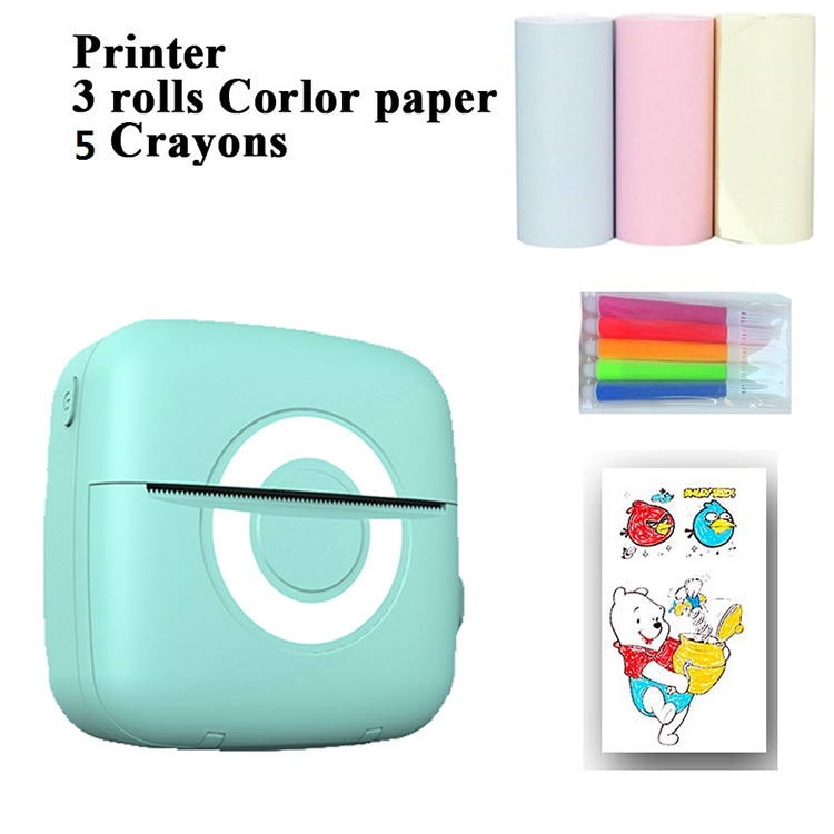 Small Portable Wire-le-ss Thermal Photo Printer Pocket Student Mini ...