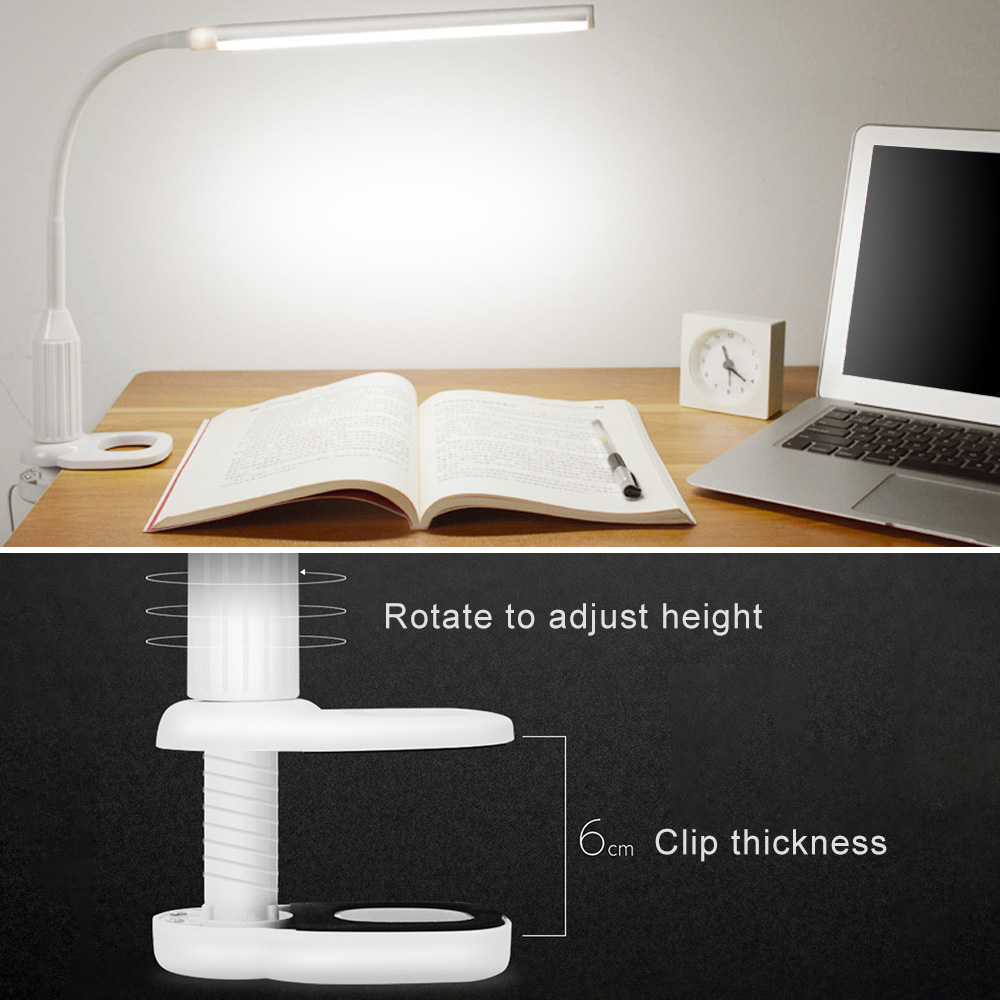 24 LEDs Clamp Clip Light Table Lamp Eye Protec-tion Stepless Dimmable ...