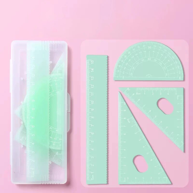 4 s/box Jelly Color Rulers Triangle Protractor Straight Ruler Math ...