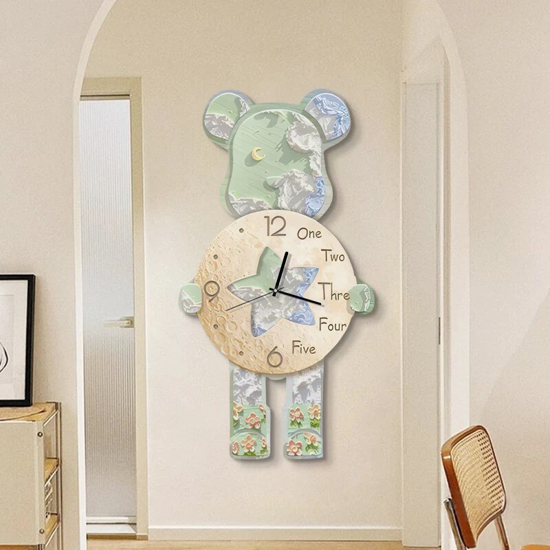 Luminous Cartoon Creative Living Room Clock Wall Clock USB Plug-in Wall ...