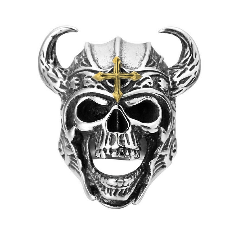 Gothic Punk Ring For Men Retro Skeleton Devil Male Ring Skull ...