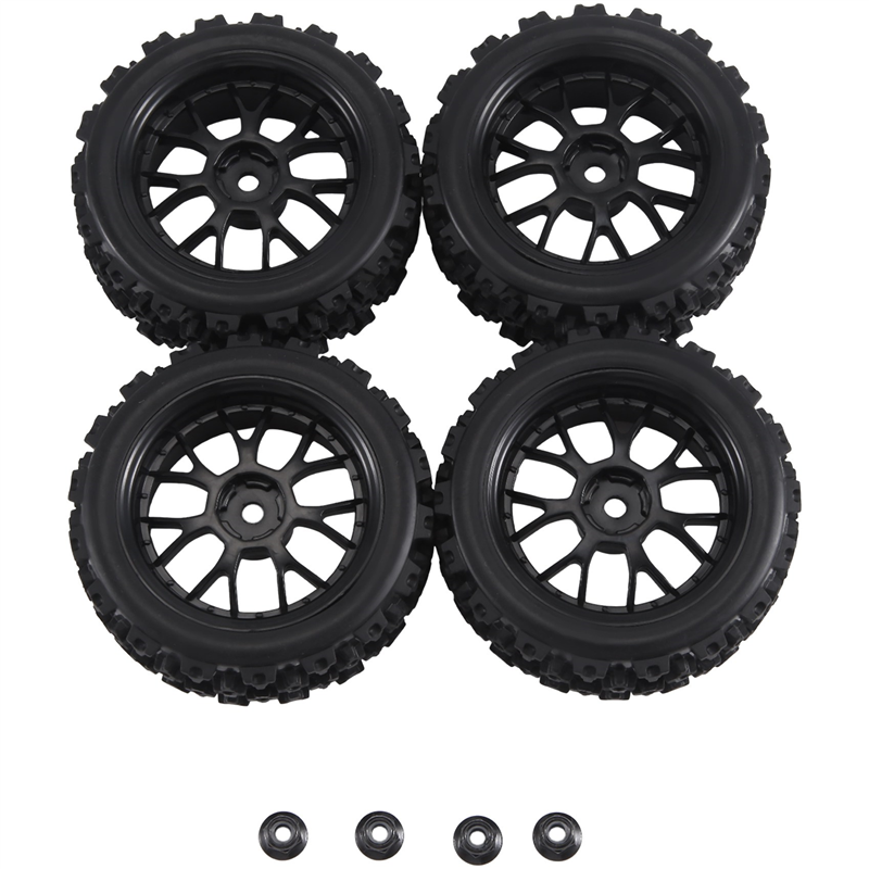 4Pcs 12mm Hex Wheel Rims & OD 2.59Inch Rubber Tires for RC 1/10 On-Road ...