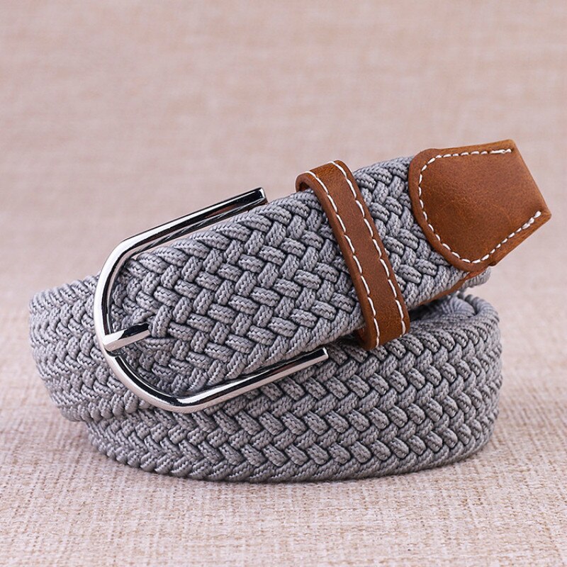 High Quality Fashionable Elastic Canvas Belts for Women Knitted Buckle ...