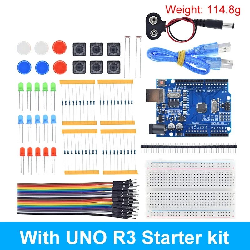 Starter Kit For UNO R3 Mini Breadboard LED Jumper Wire Button For ...