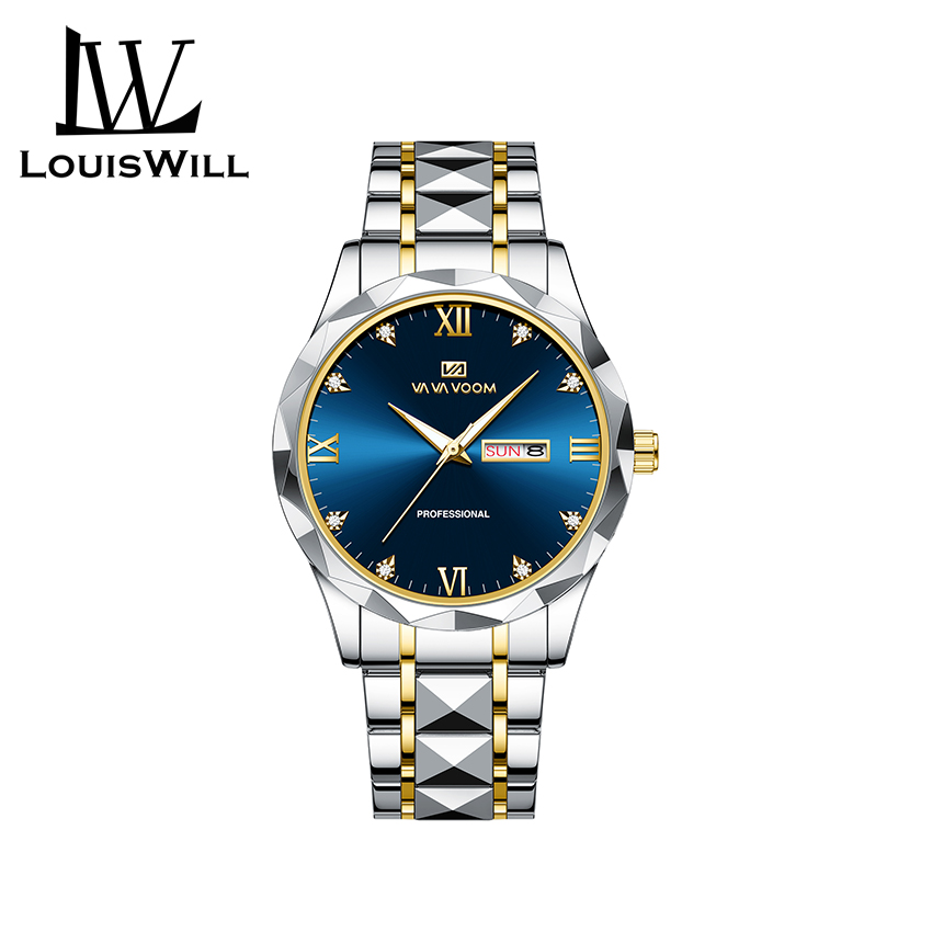 LouisWill Men Watch Men's Fashion Simple Double Calendar Three-Eyed ...