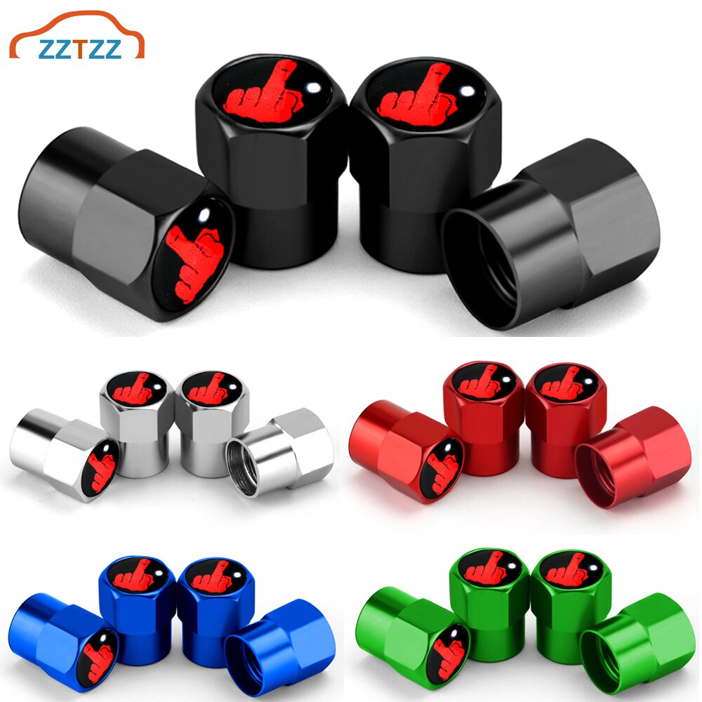 【Finger- Silver-Green】 Universal Tire Valve Stem Cap with Ring Wheel ...