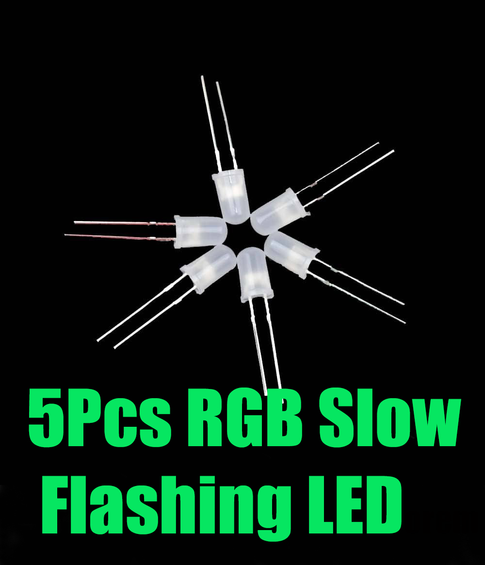 5/10/20/30/40/50/100 Pcs F5 5mm seven colors LED Slow RGB Flash Red ...