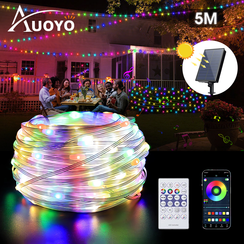 Auoyo Strip Light Waterproof Colorful LED Lights Bluetooth Remote ...