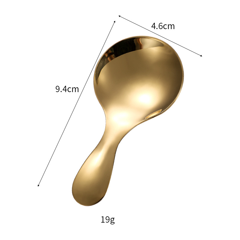 Cute Stainless Steel Spoon Short Handle Gold Ice Cream Tea Coffee Spoon ...